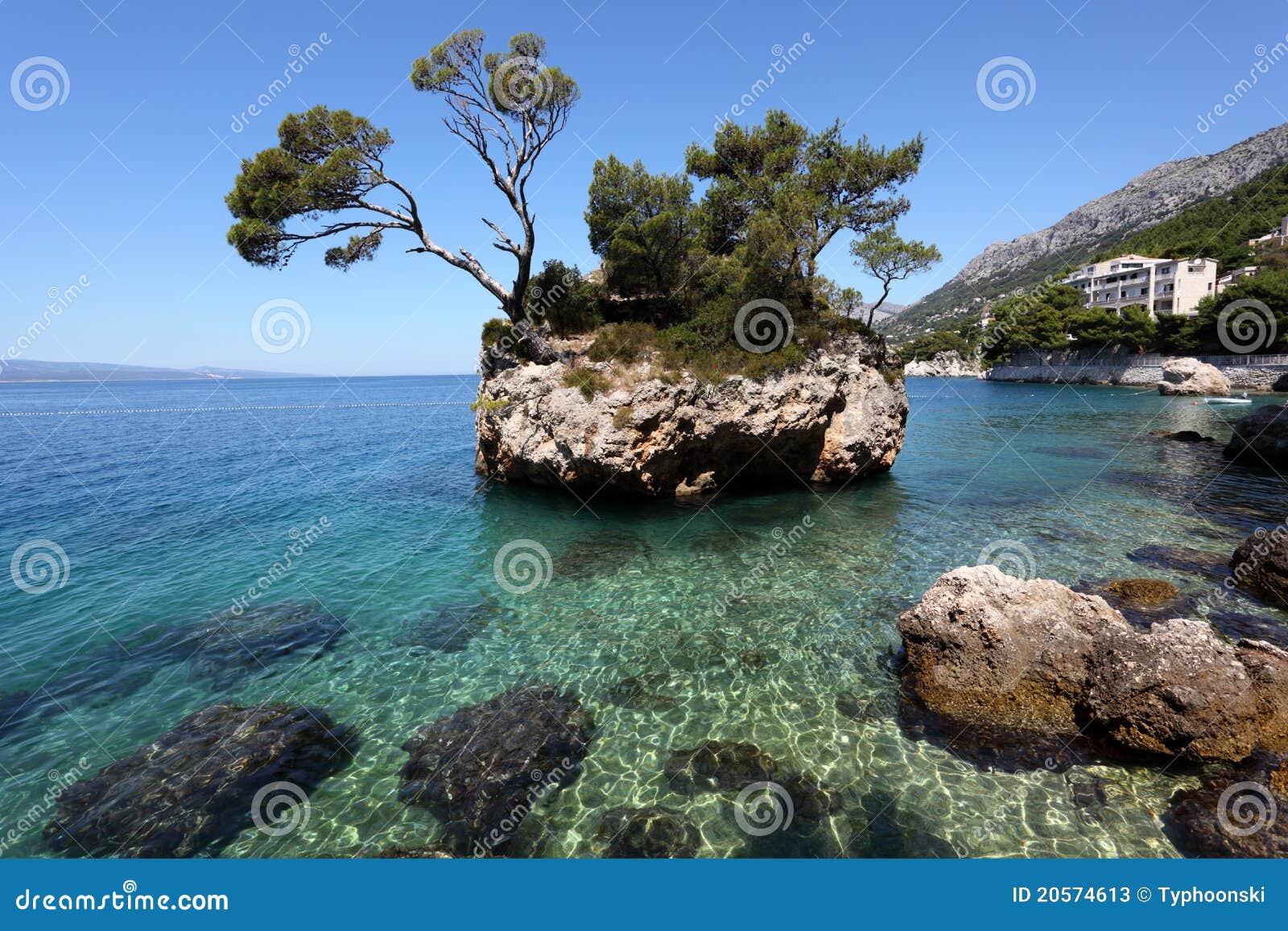 Rock Island in Brela, Croatia Stock Image - Image of resort, croatian ...