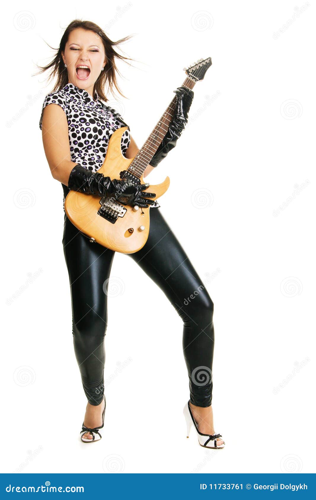 Rock lady stock image. Image of brunette, hair, fashion - 11733761