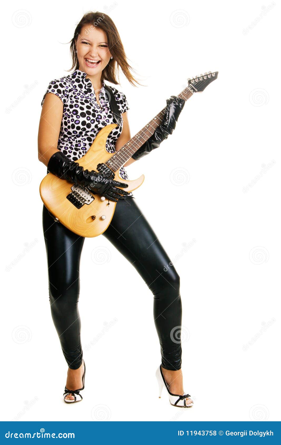 Rock lady stock photo. Image of female, hair, brunette - 11943758