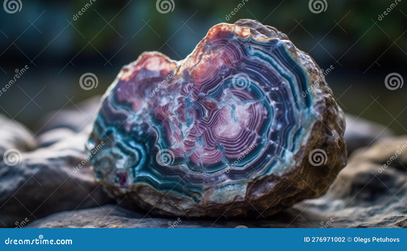 A Rock with a Large Piece of Colorful Rock on Top of it Stock ...