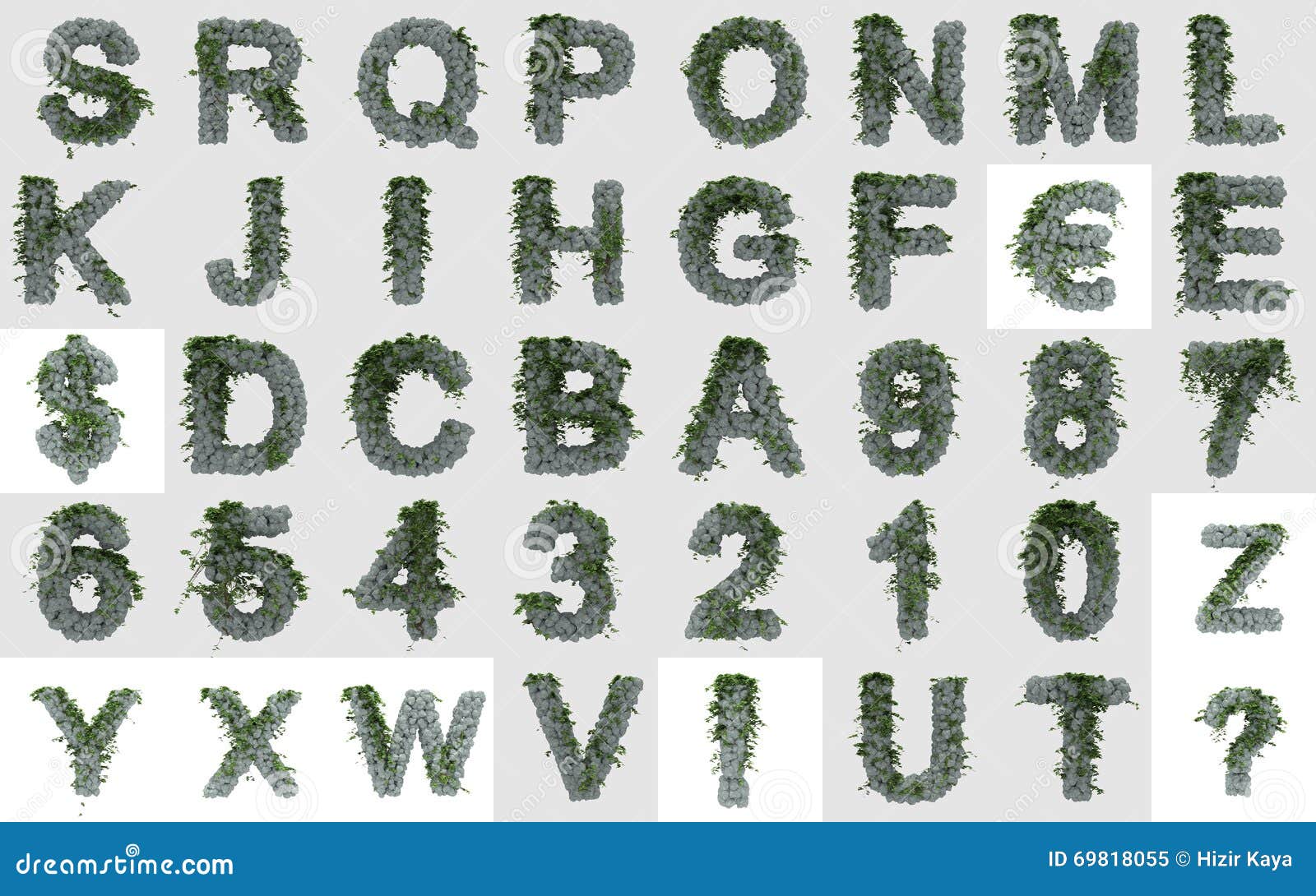 Rock Letter Covered with Ivy Set Stock Illustration - Illustration of ...