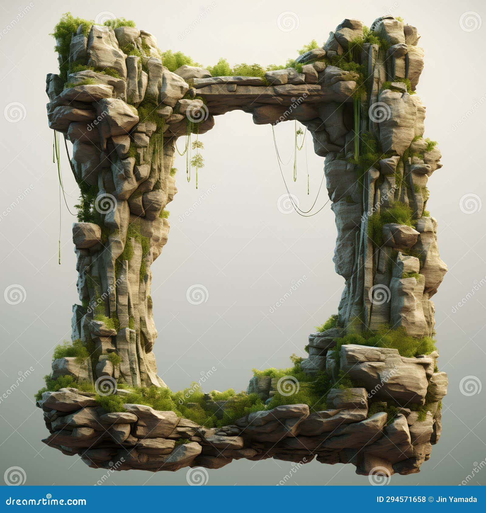Rock Letter in the Form of an Arch. 3D Rendering Stock Illustration ...