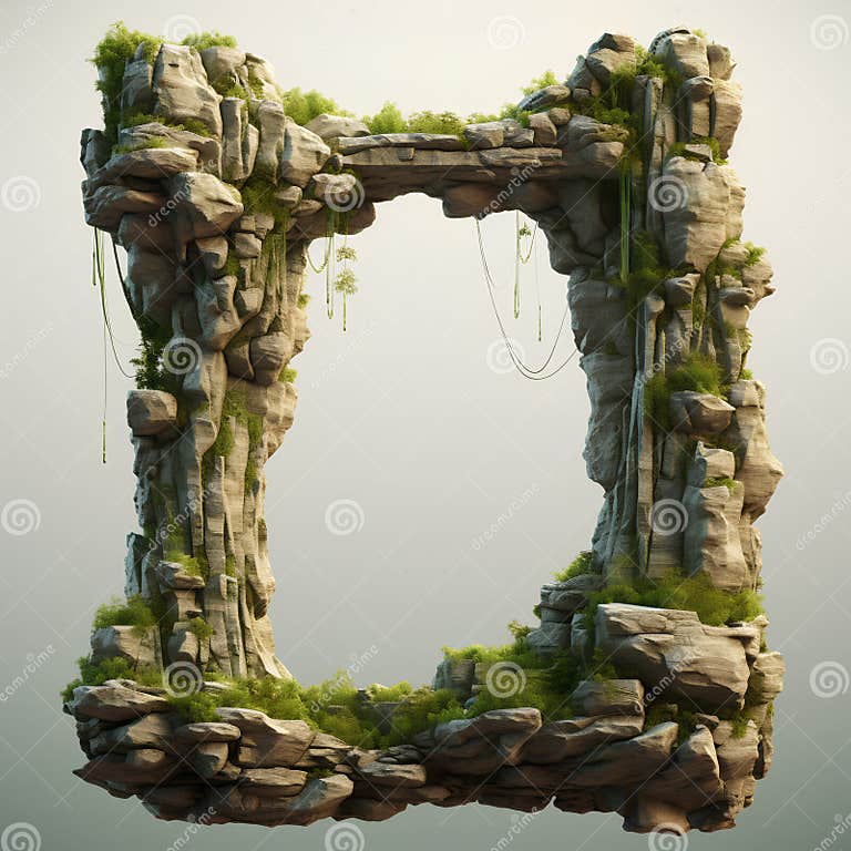 Rock Letter in the Form of an Arch. 3D Rendering Stock Illustration ...