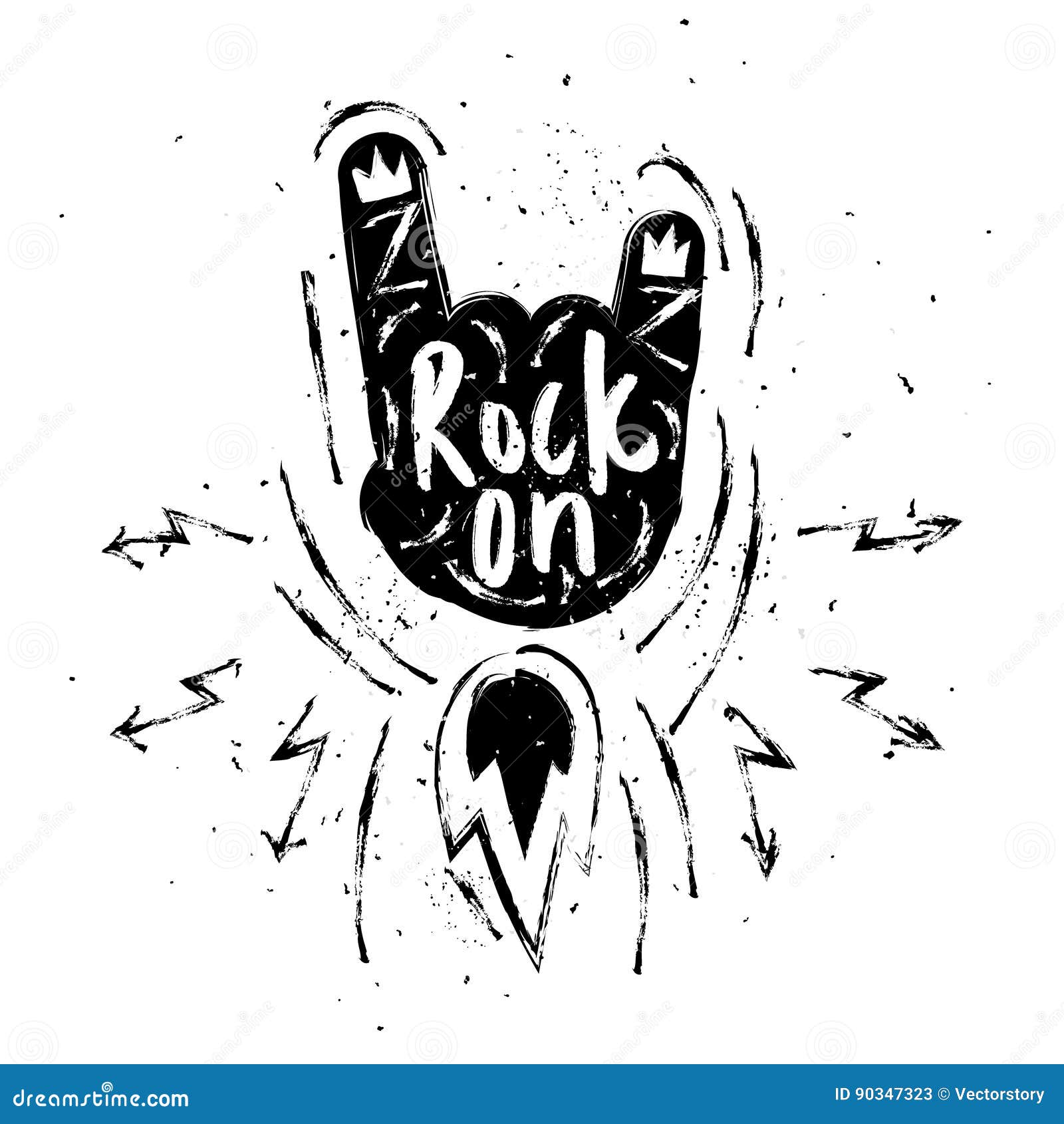 Rock on lettering. stock vector. Illustration of banner - 90347323