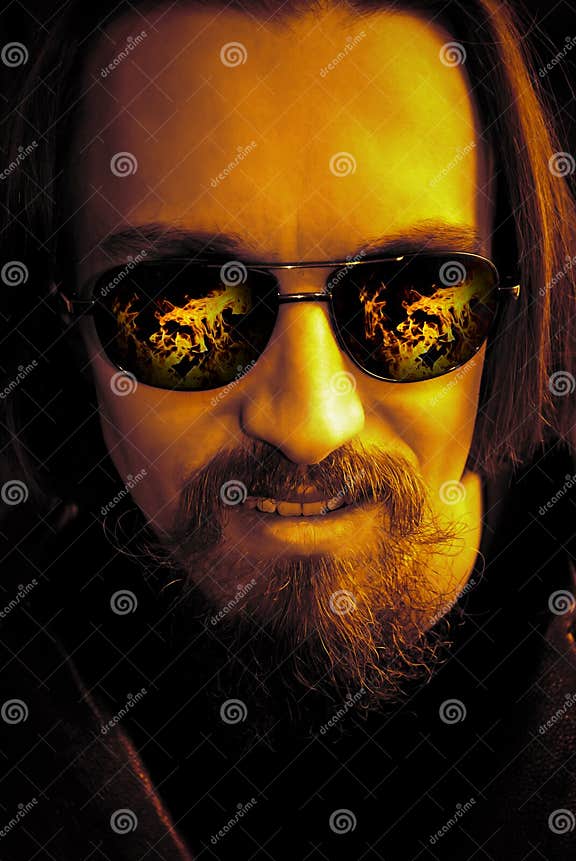 Rock Man with Fire in His Eyes Stock Image - Image of music ...