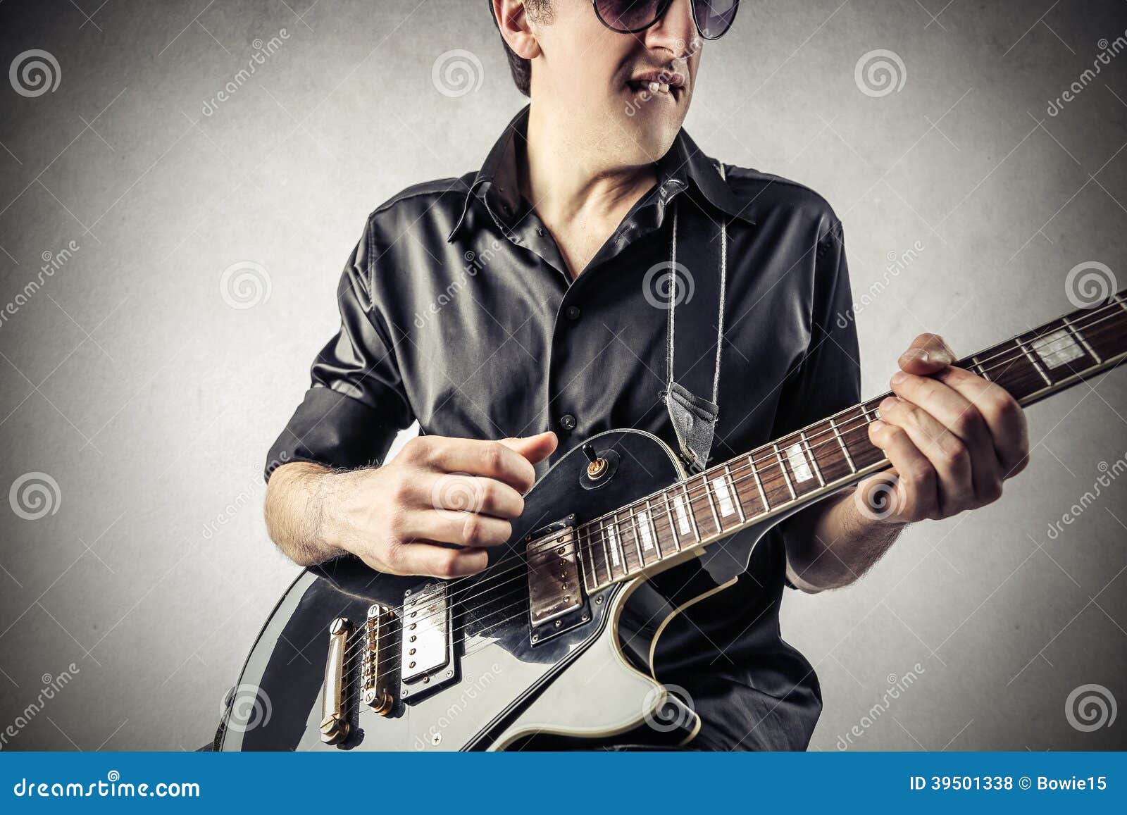 Rock Man Playing the Guitar Stock Photo - Image of sound, hair: 39501338