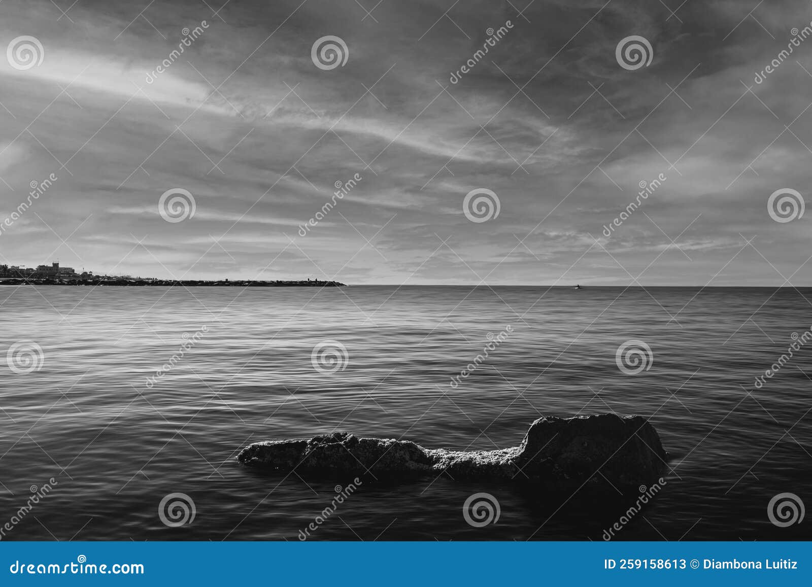 The Rock in the Middle of the Sea Stock Image - Image of dusk ...