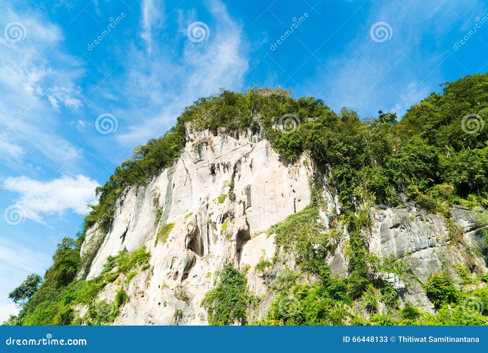 Rock Mountain Cliff with Blue Sky Stock Image - Image of tree, travel ...