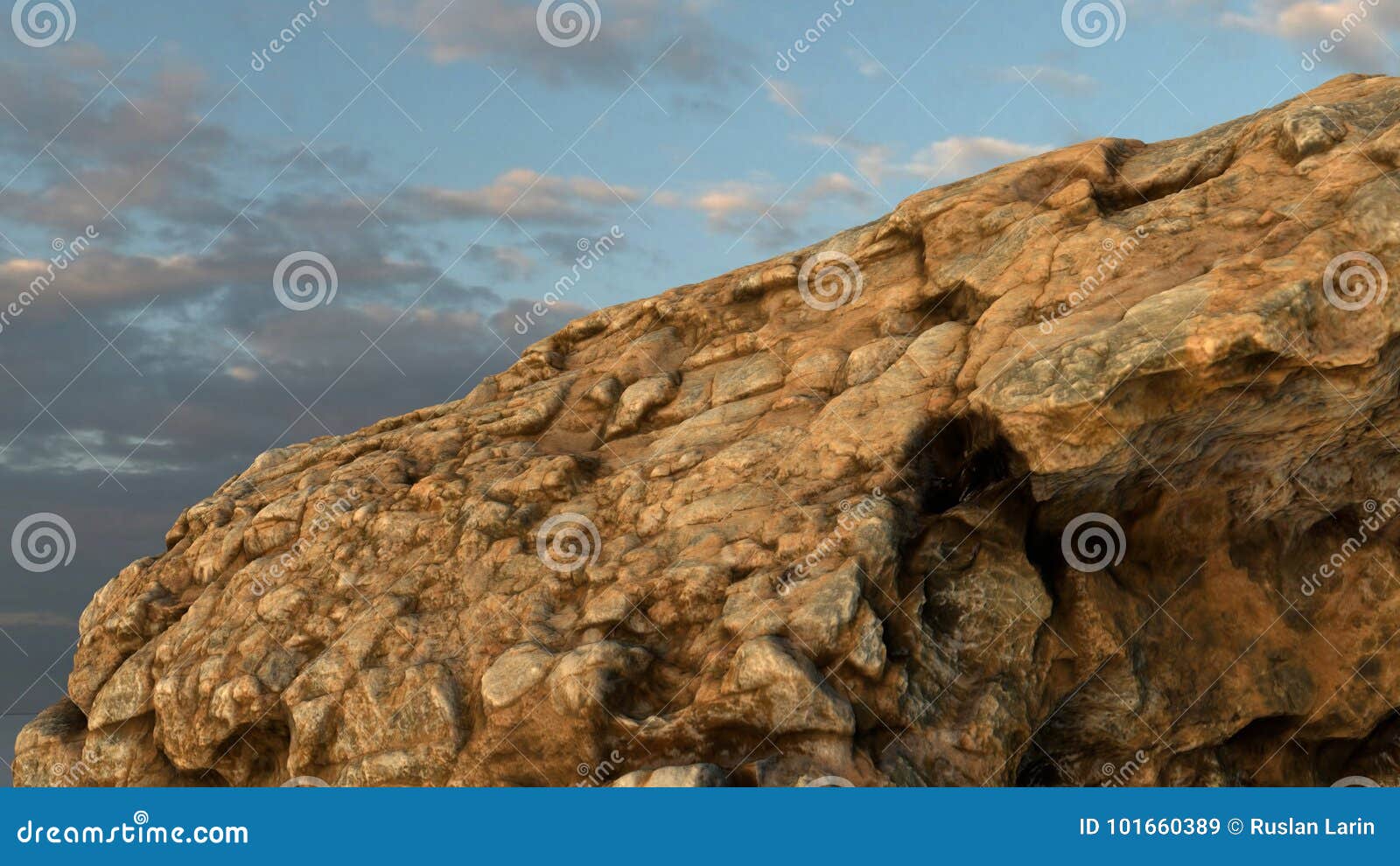 Rock /mountain in Front of Cloudy Sky. Stock Illustration ...