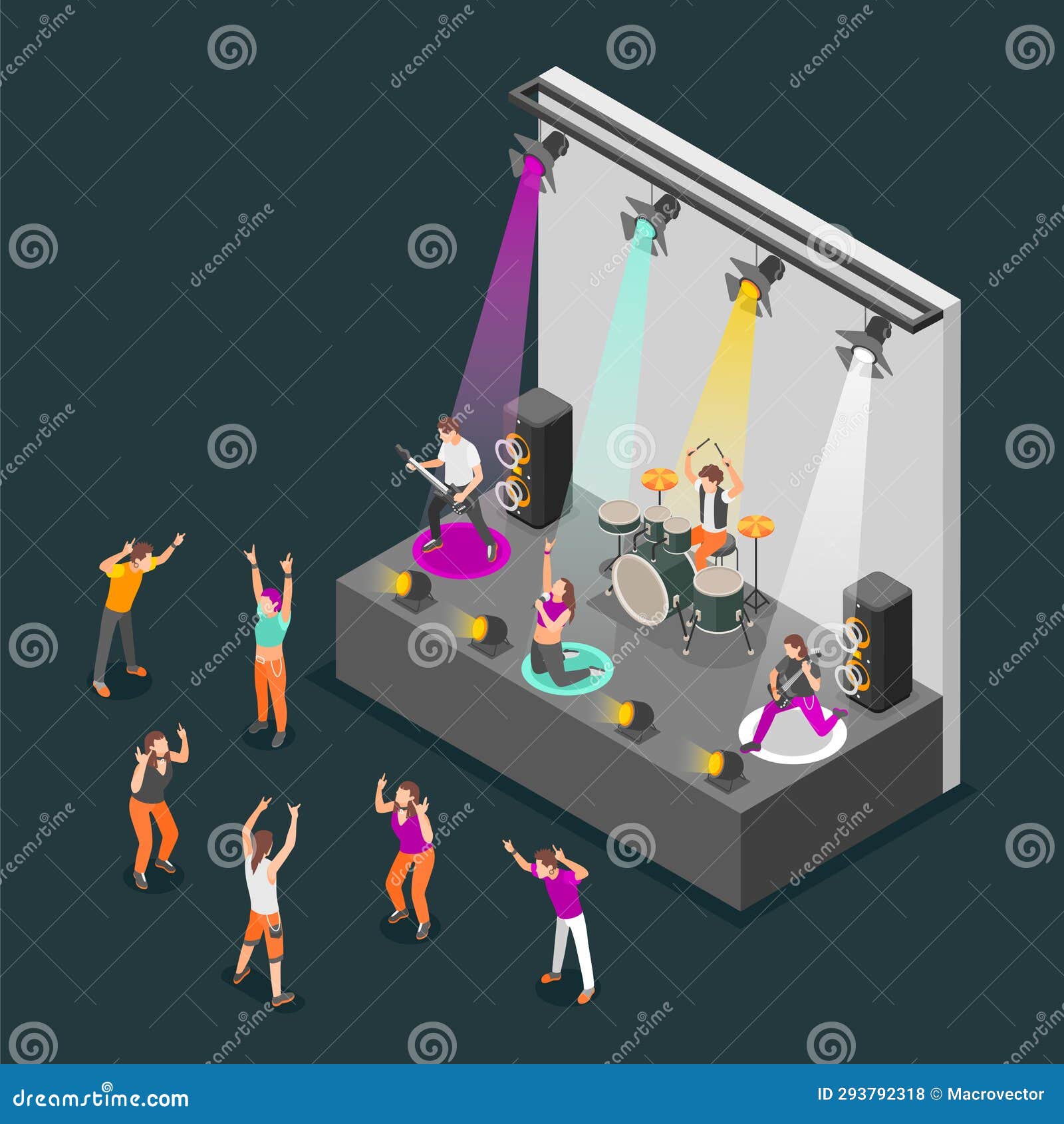 Rock Music Isometric stock vector. Illustration of music - 293792318