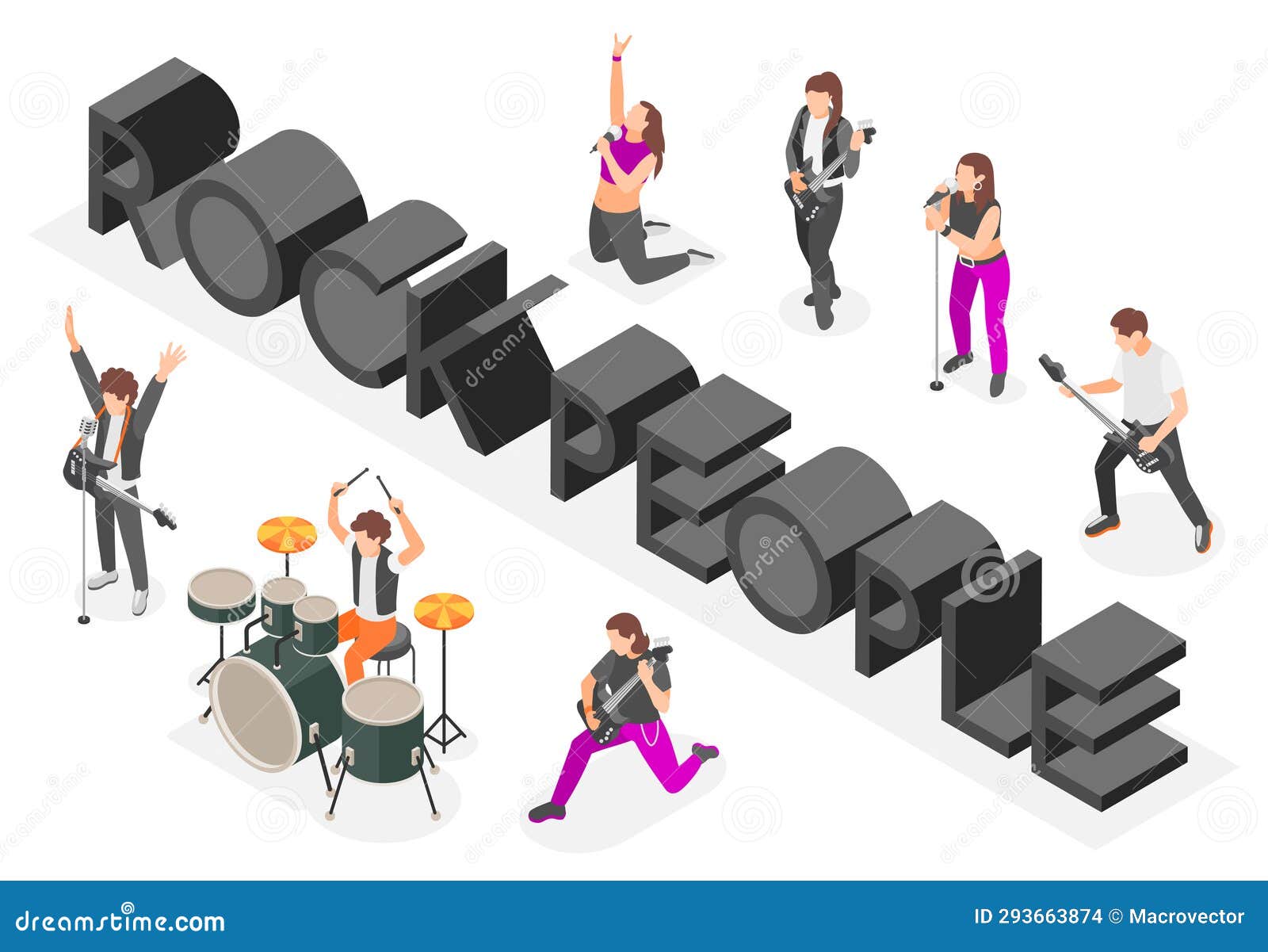 Rock Music Isometric stock vector. Illustration of electric - 293663874