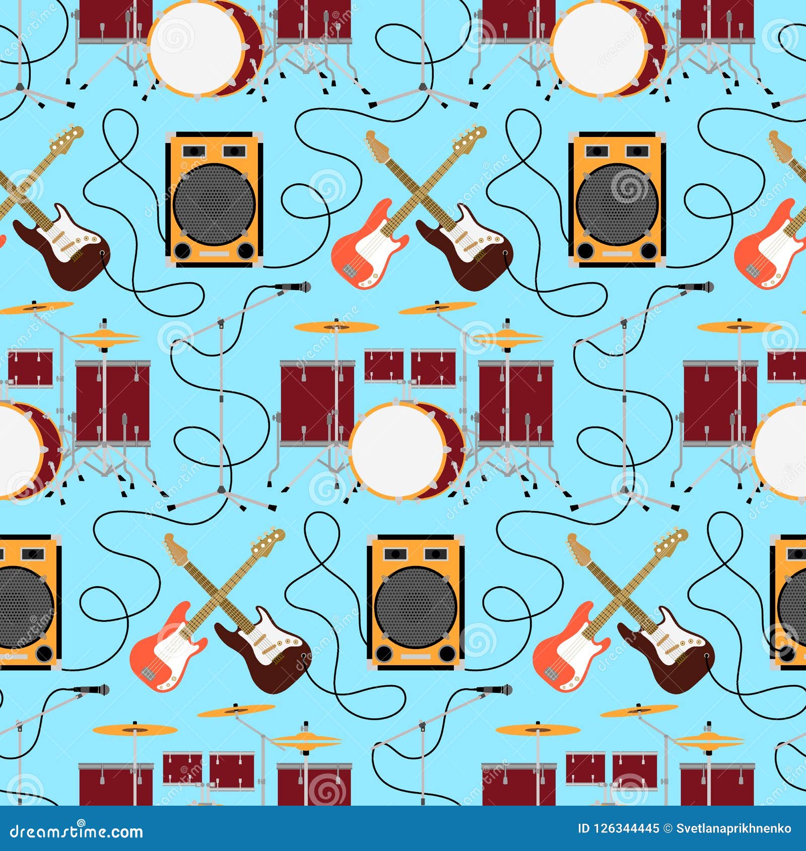 Rock Music Seamless Pattern Stock Vector - Illustration of musical ...