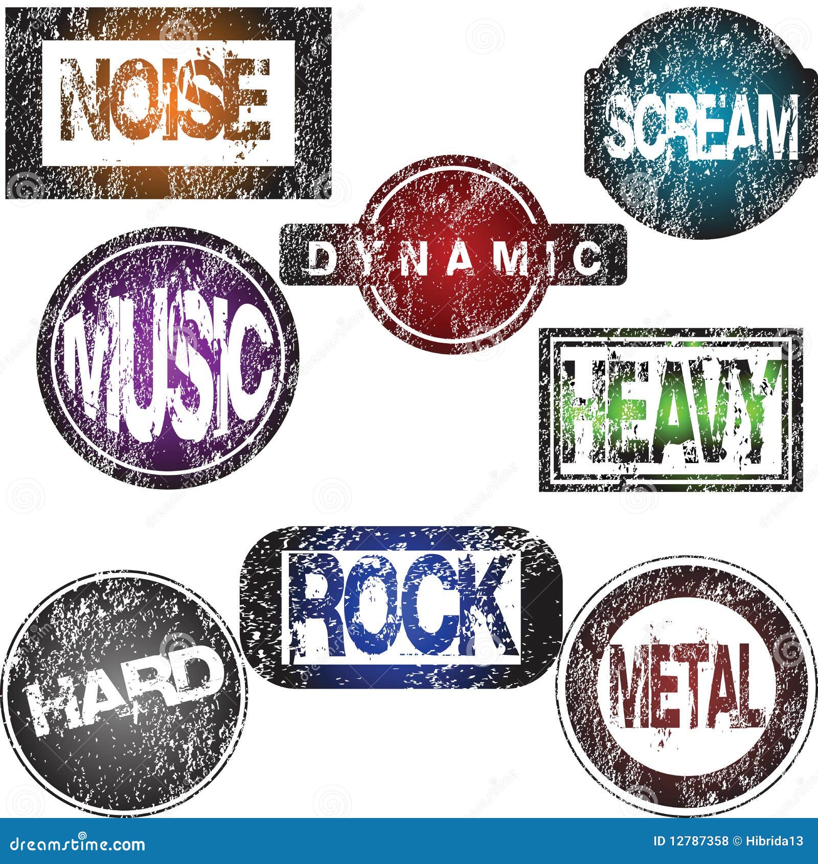 Rock music stamps stock illustration. Illustration of noise - 12787358