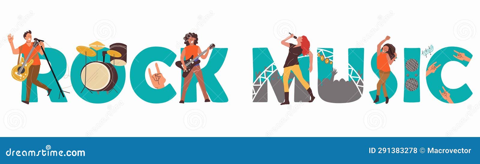 Rock Music Text stock illustration. Illustration of decorative - 291383278