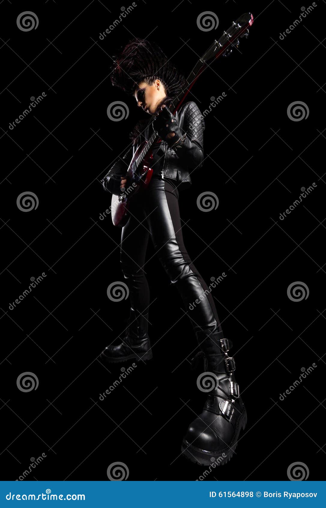 Rock Musician in Leather Clothing Stock Photo - Image of hair, jacket ...