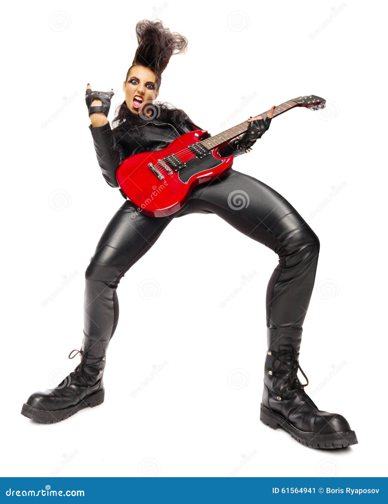 Rock Musician in Leather Clothing Stock Image - Image of caucasian ...