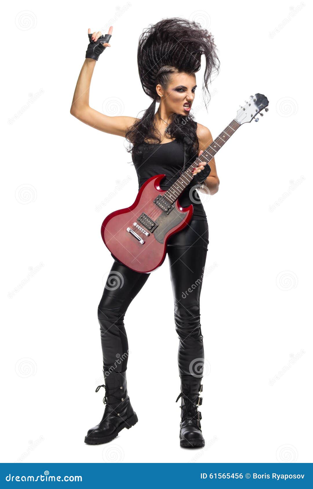 Rock Musician in Leather Clothing Stock Photo - Image of adult, female ...