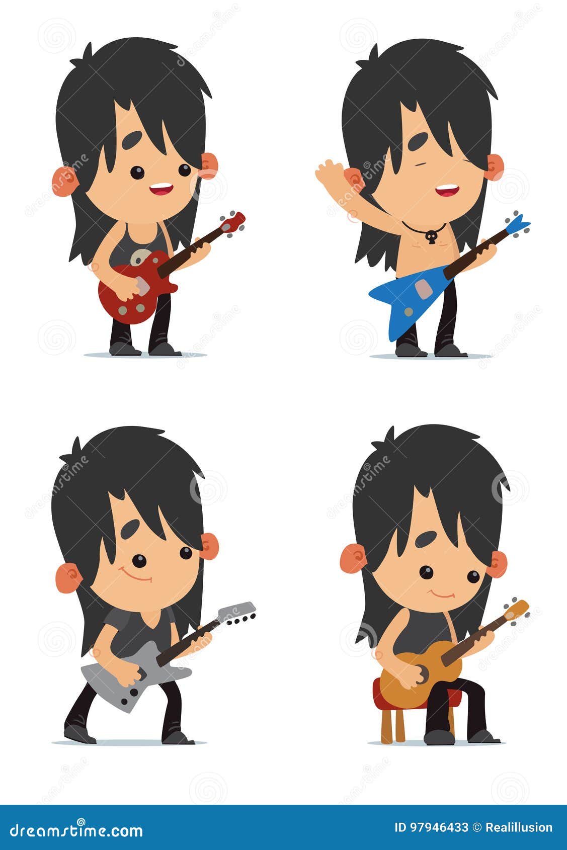 Rock Musicians Set, Rock Stars Characters, Male Singer And Guitarists ...