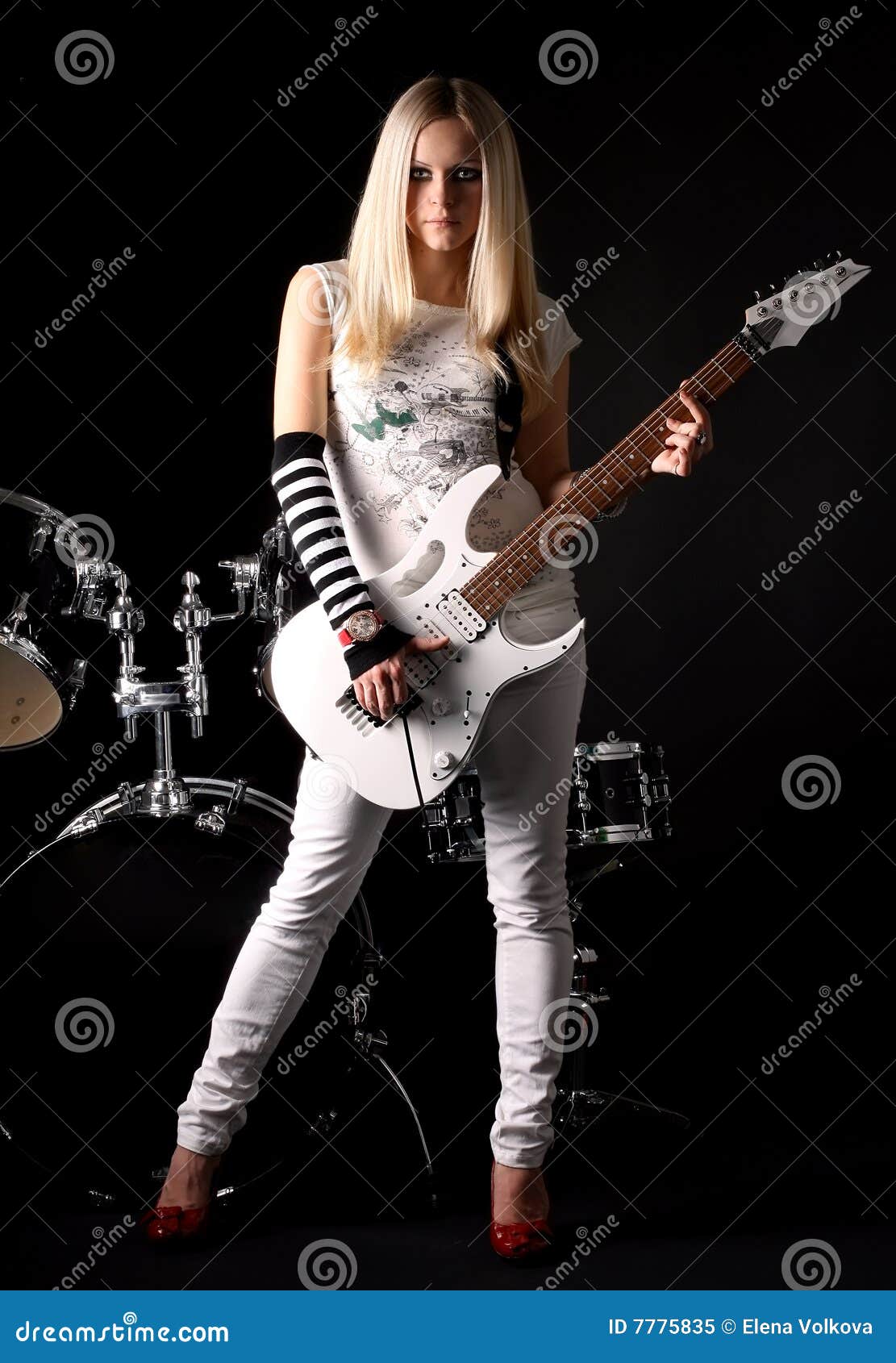 Rock-n-roll with the Beautiful Blonde Stock Image - Image of female ...
