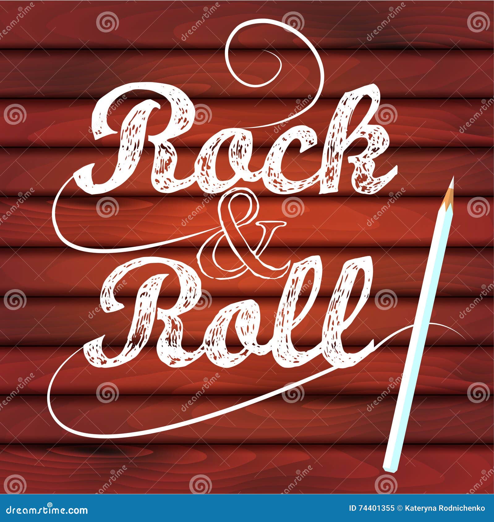 Rock N Roll Lettering, Wood Texture Stock Vector - Illustration of ...
