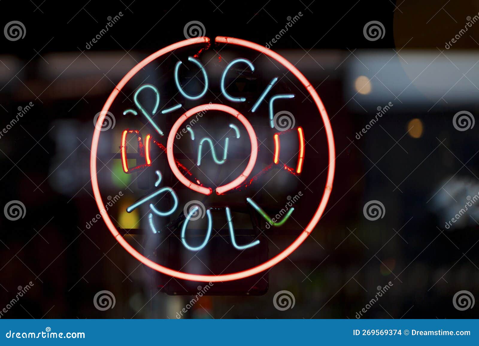 Rock n Roll - Neon light editorial stock image. Image of rock - 269569374