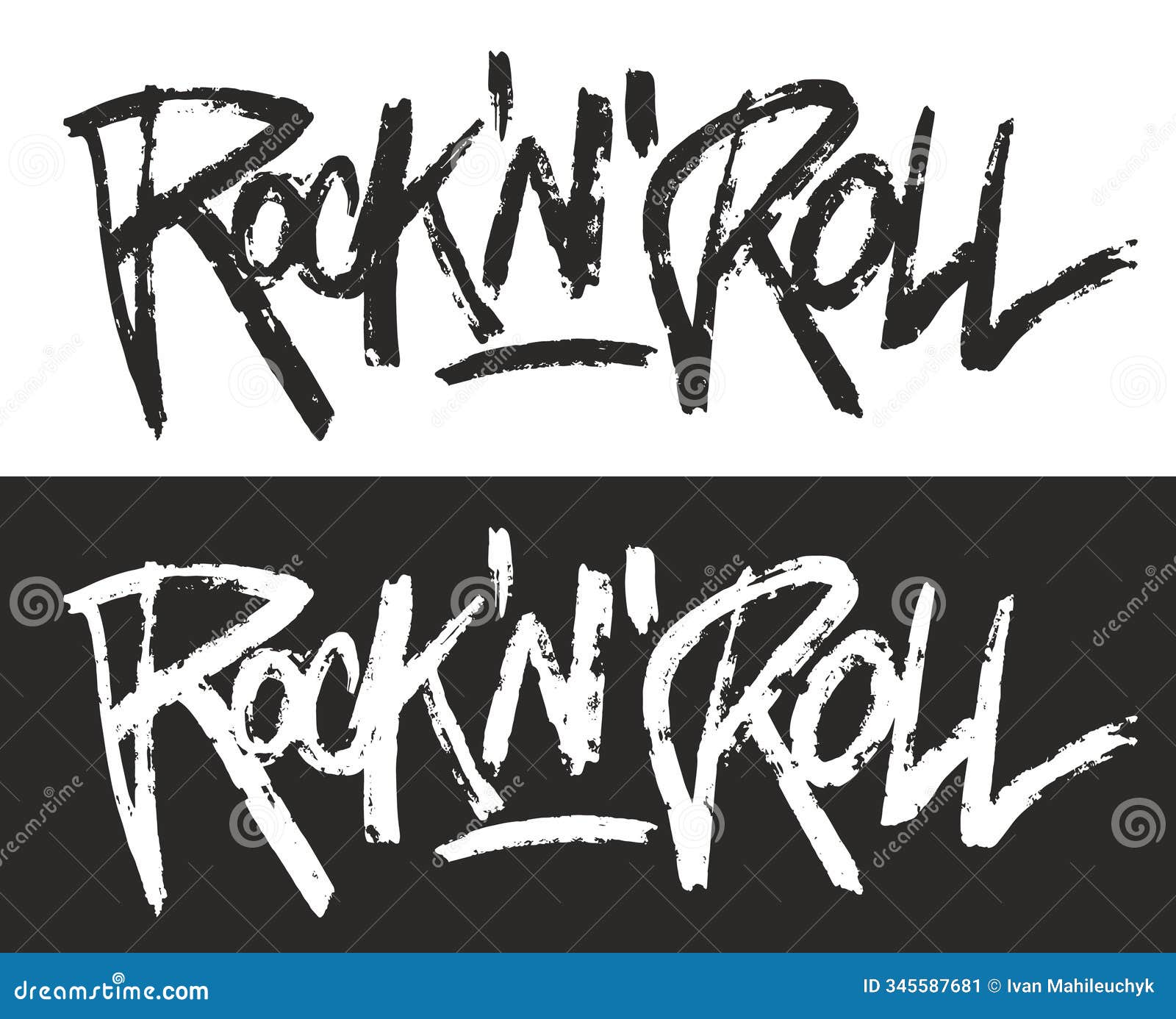 Rock N Roll Typography on Bold Backgrounds Stock Illustration ...