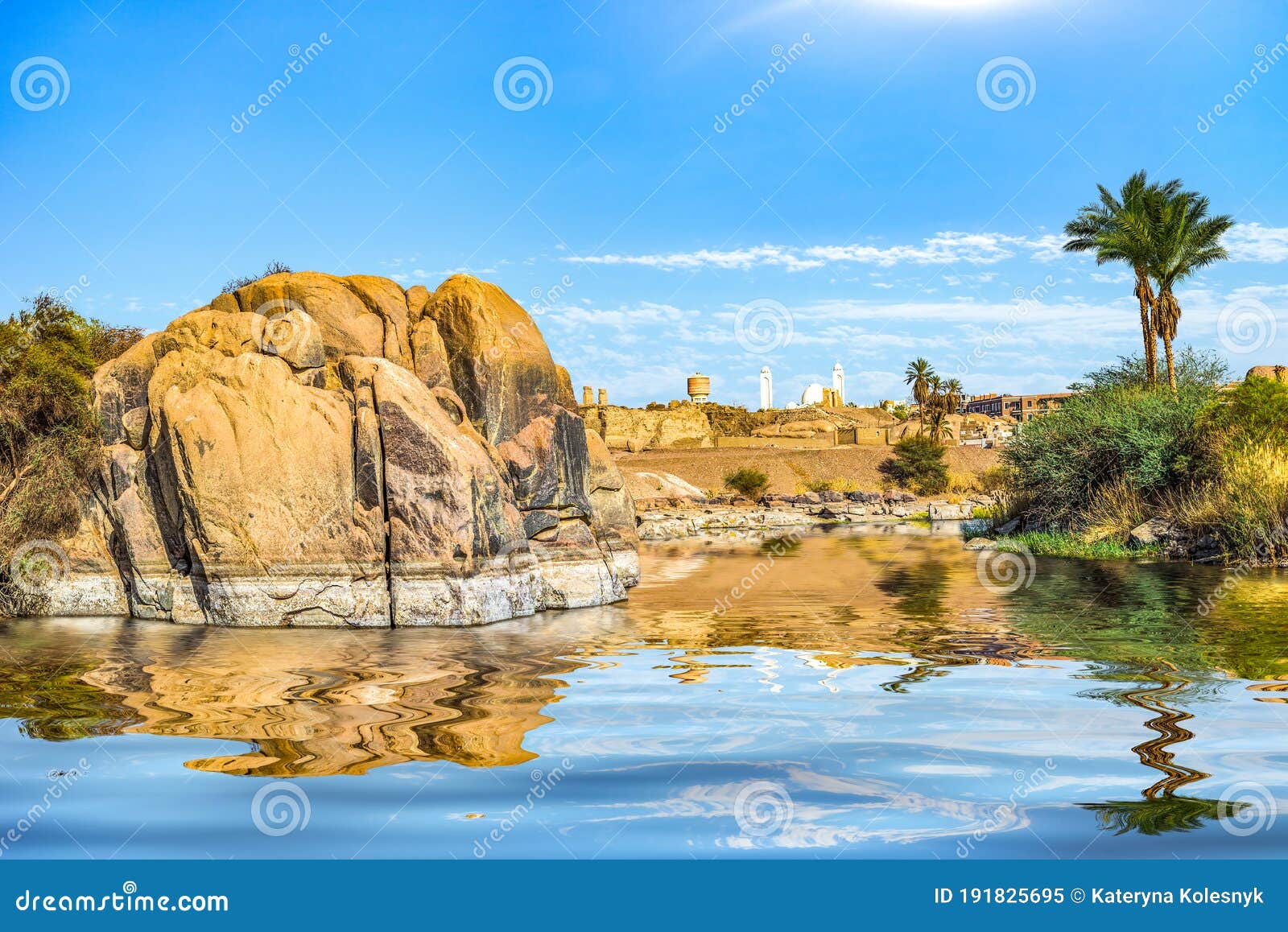 Rock on Nile stock image. Image of architecture, rock - 191825695