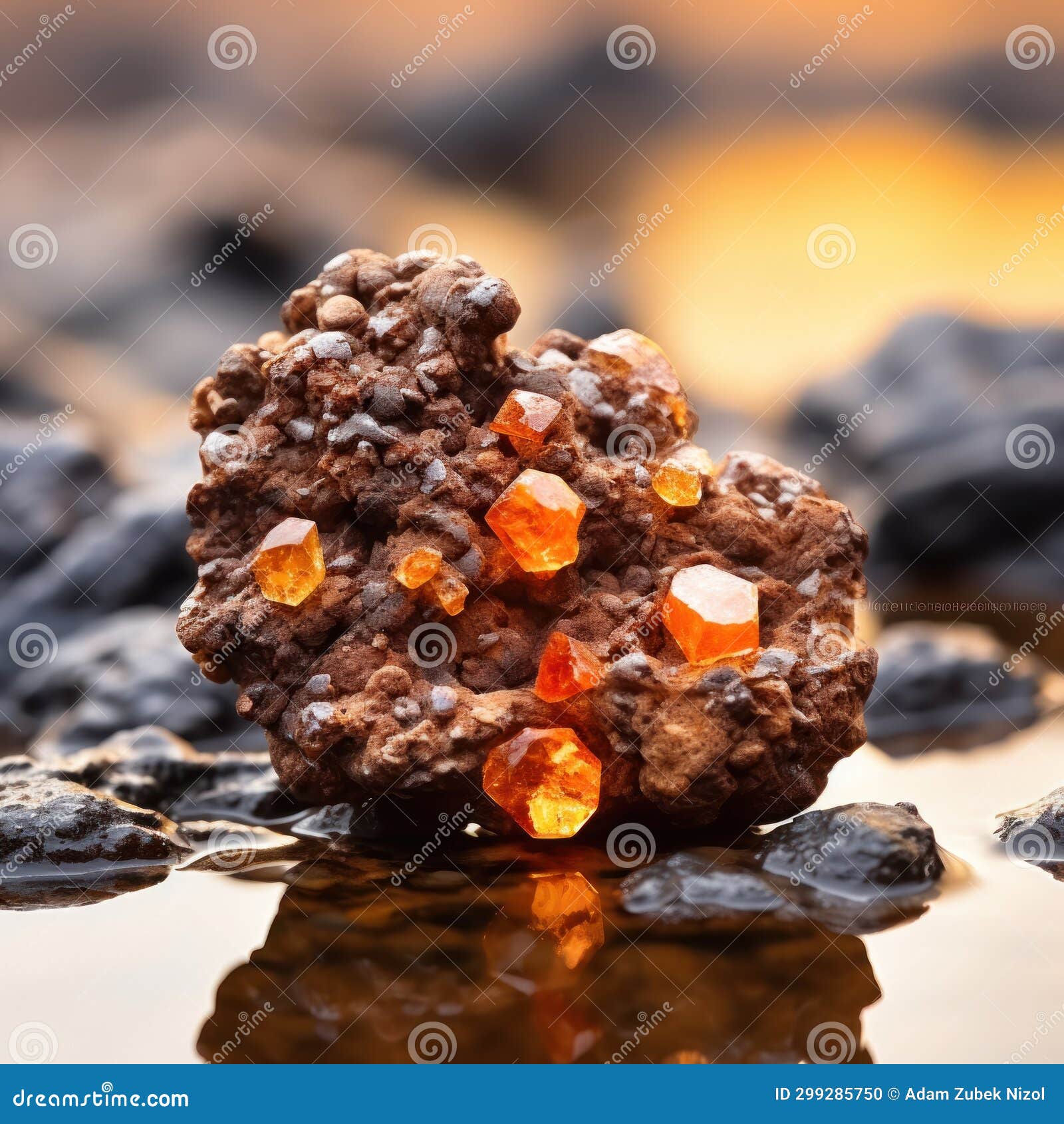 A Rock with Orange Crystals on it Stock Illustration - Illustration of ...