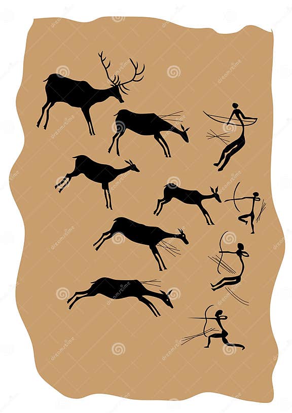 Rock paintings stock vector. Illustration of archeology - 15790562