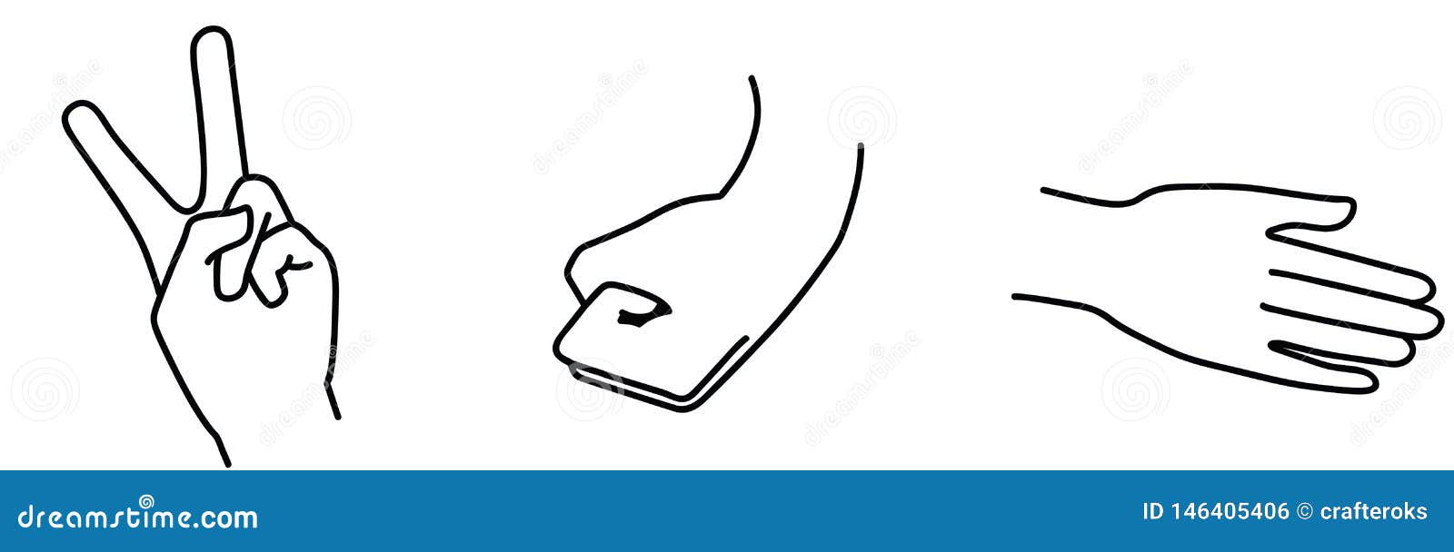 Rock Paper Scissors Hand Gesture Illustration by Crafteroks Stock ...