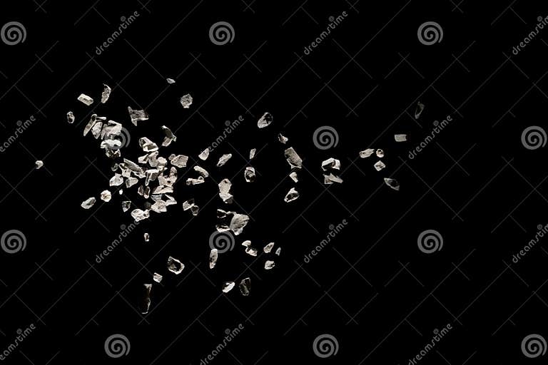 Rock Particles Splatter on Dark Background. Stock Image - Image of ...