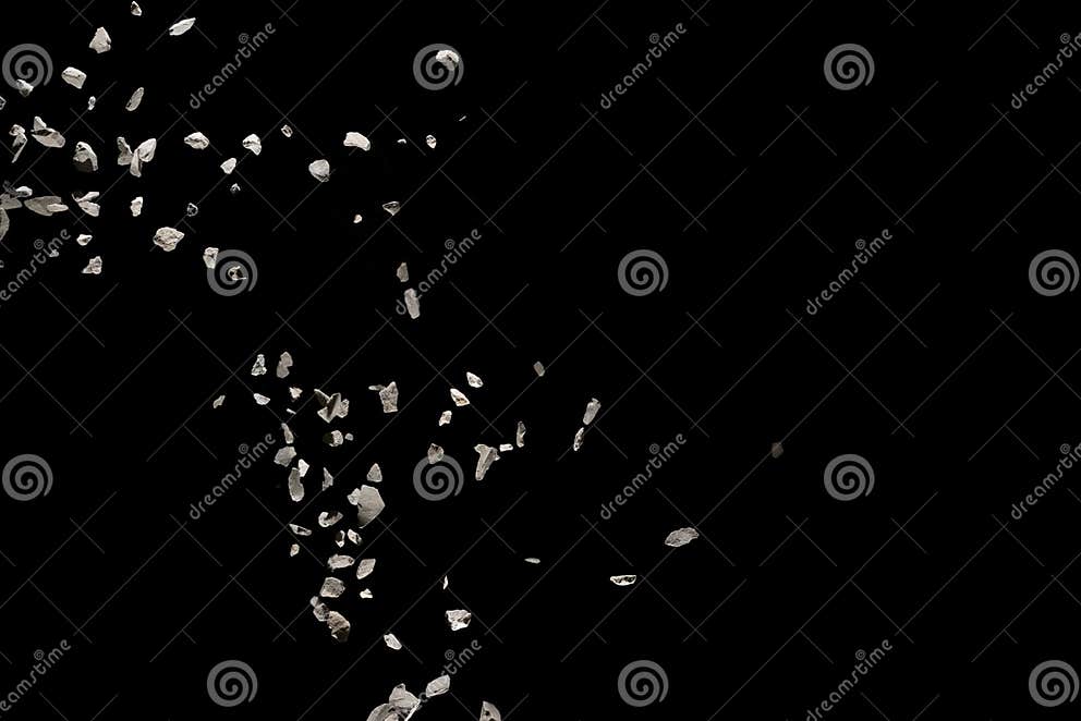 Rock Particles Splatter on Dark Background. Stock Photo - Image of junk ...