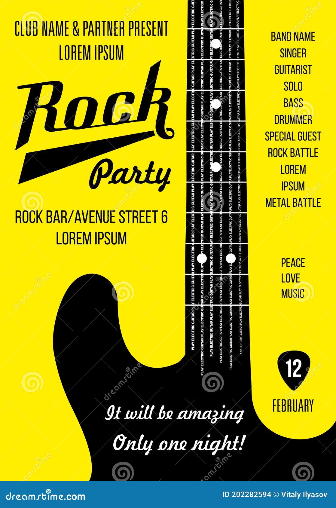 Rock Party Poster Design. Vector Template Stock Vector - Illustration ...