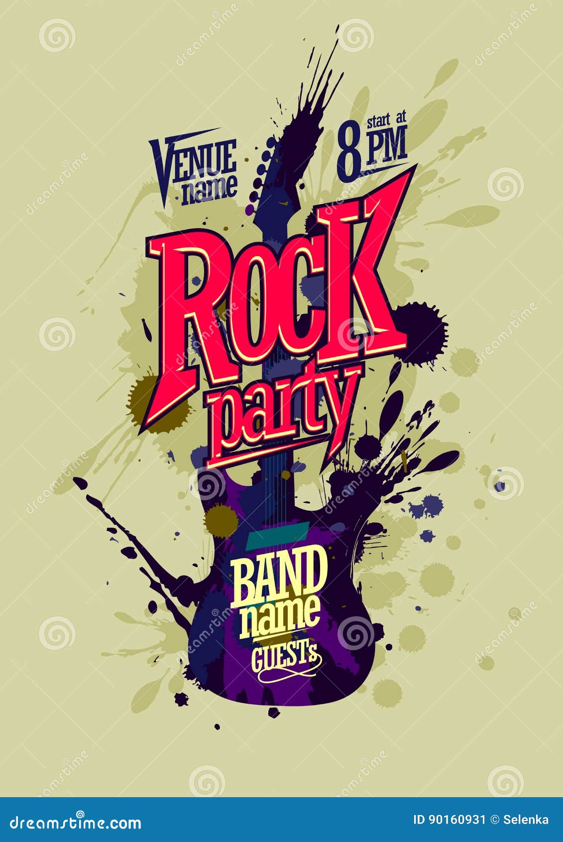 Rock Party Poster Vector Design Stock Vector - Illustration of open ...