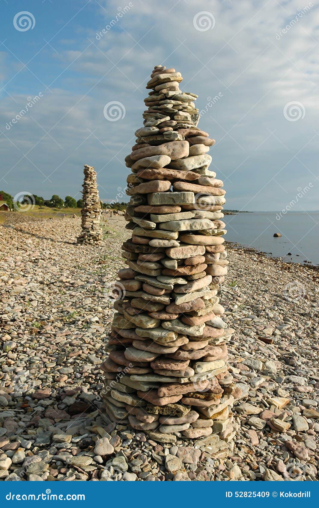 Rock Piles on the Coast of the Swedish Island Stock Image - Image of ...
