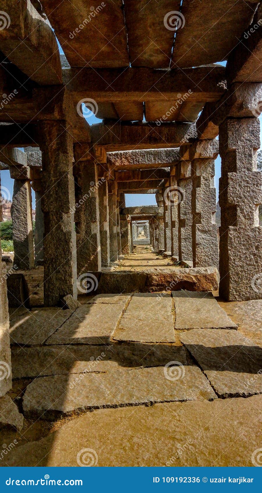 Rock pillars stock photo. Image of architecture, hampi - 109192336