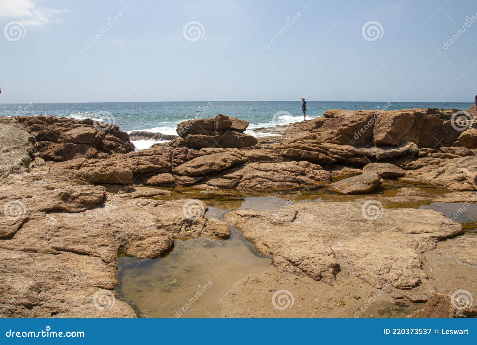 Rock Pools at the Beach with Sea Beyond Stock Image - Image of pool ...