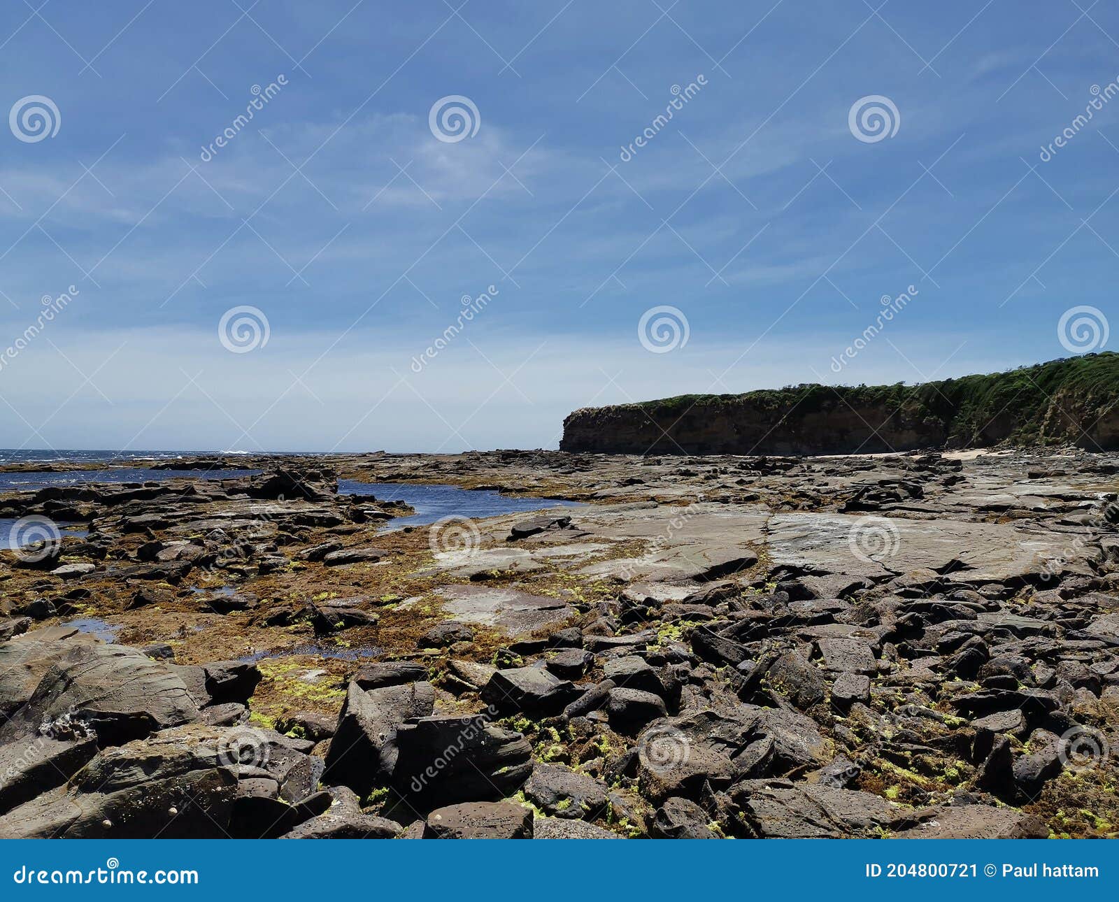 Rock Pools and Landscape of Beach Stock Image - Image of mountain ...