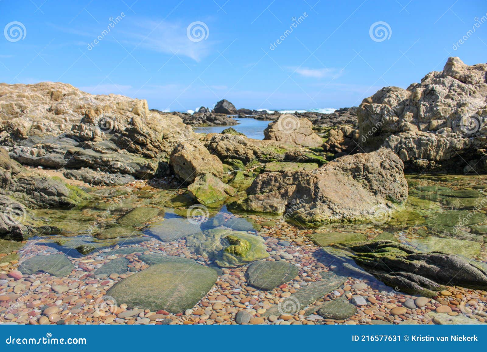 Rock pools at sea stock image. Image of cove, geology - 216577631