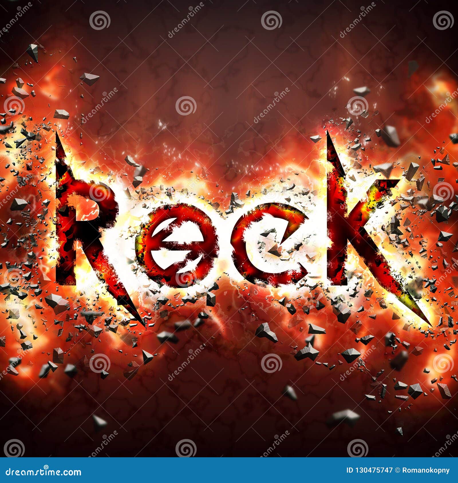 Rock Poster with Flying Splinters Stock Illustration - Illustration of ...
