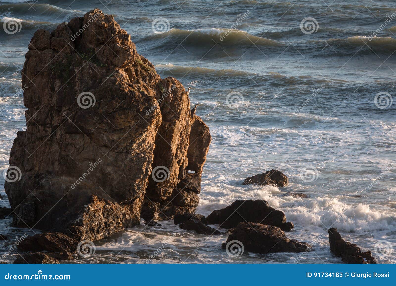Rock Promontory: Waves and Cliff Sea Gulls Stock Image - Image of ...
