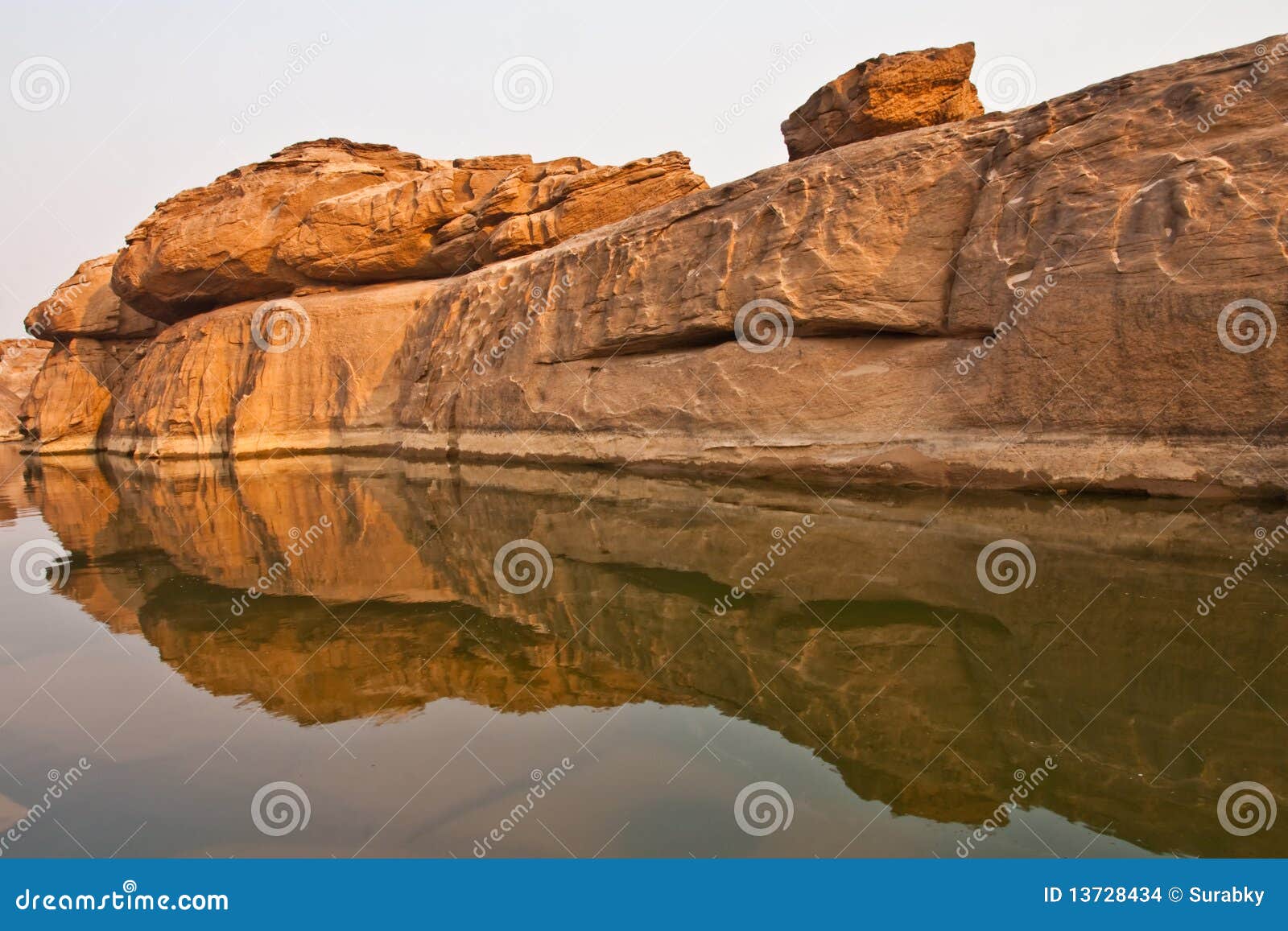 Rock and Reflection in Clear Water Stock Photo - Image of rocks, thai ...