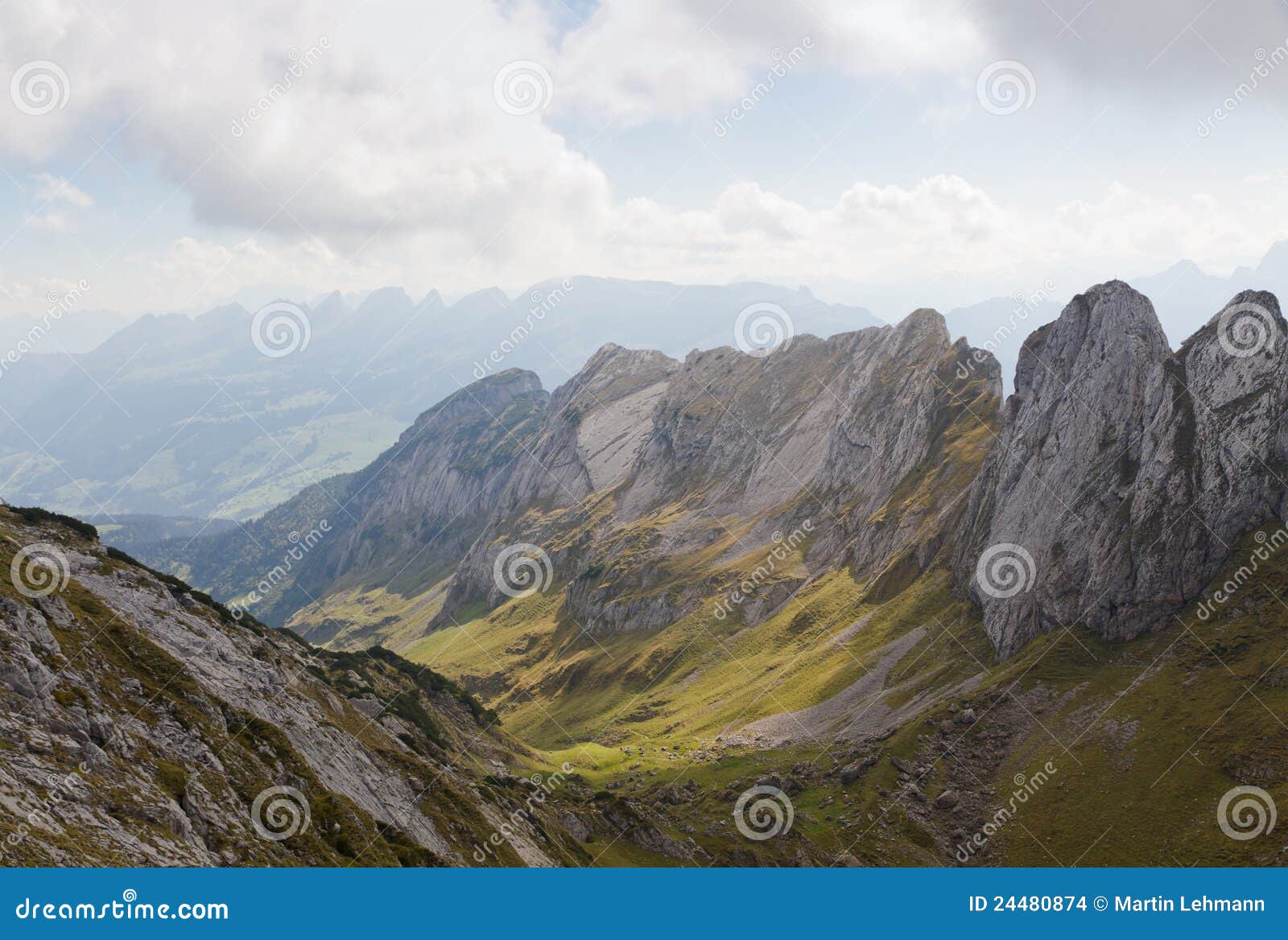 Rock Ridges Form Valley, Switzerland Stock Images - Image: 24480874
