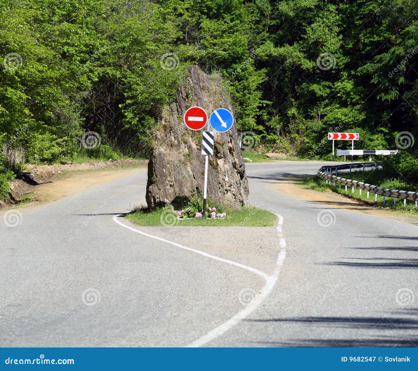 Rock on road stock image. Image of barrier, index, turn - 9682547