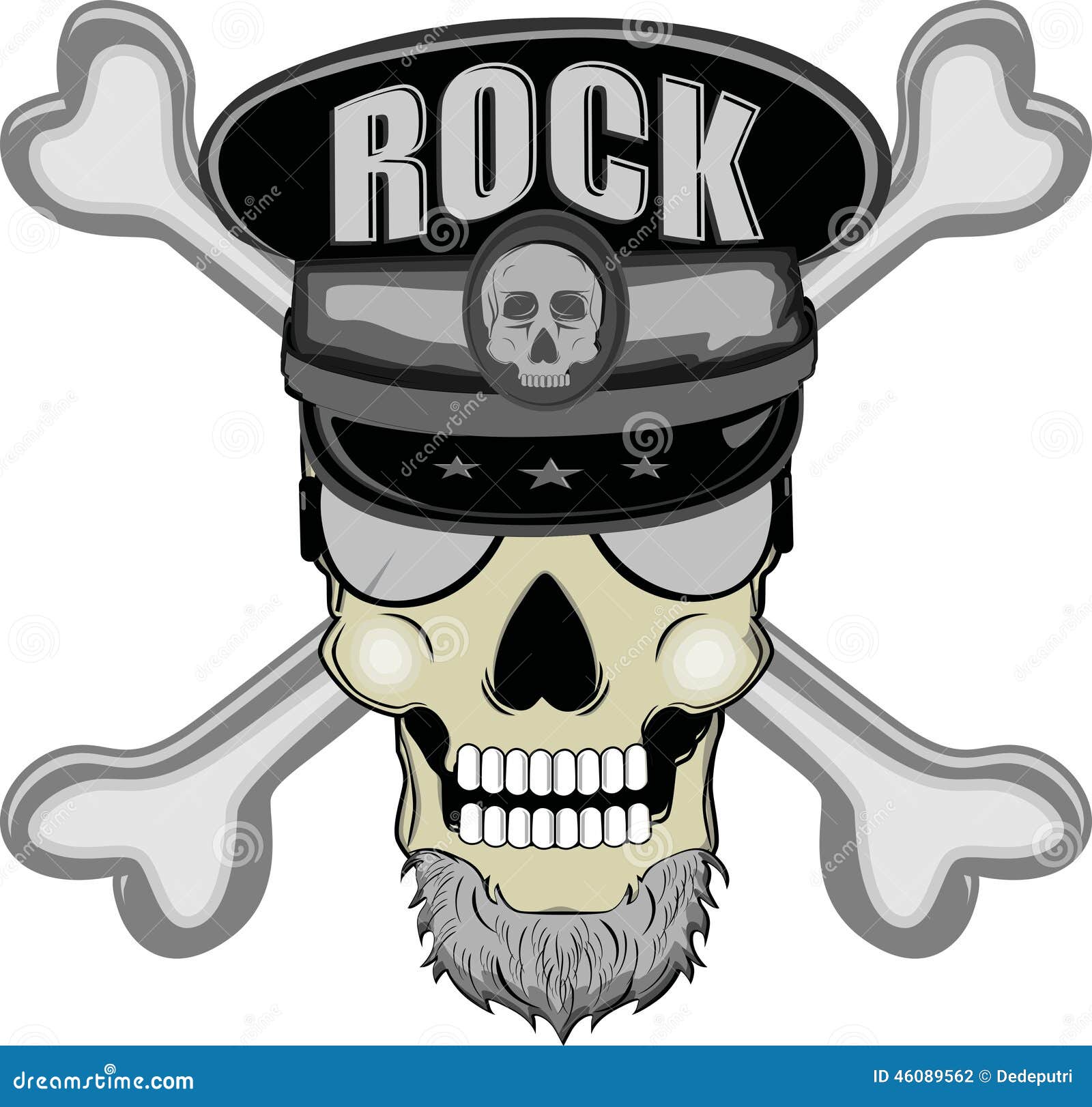 Rock-and-roll del cráneo ilustración del vector. Ilustración de rodillo ...