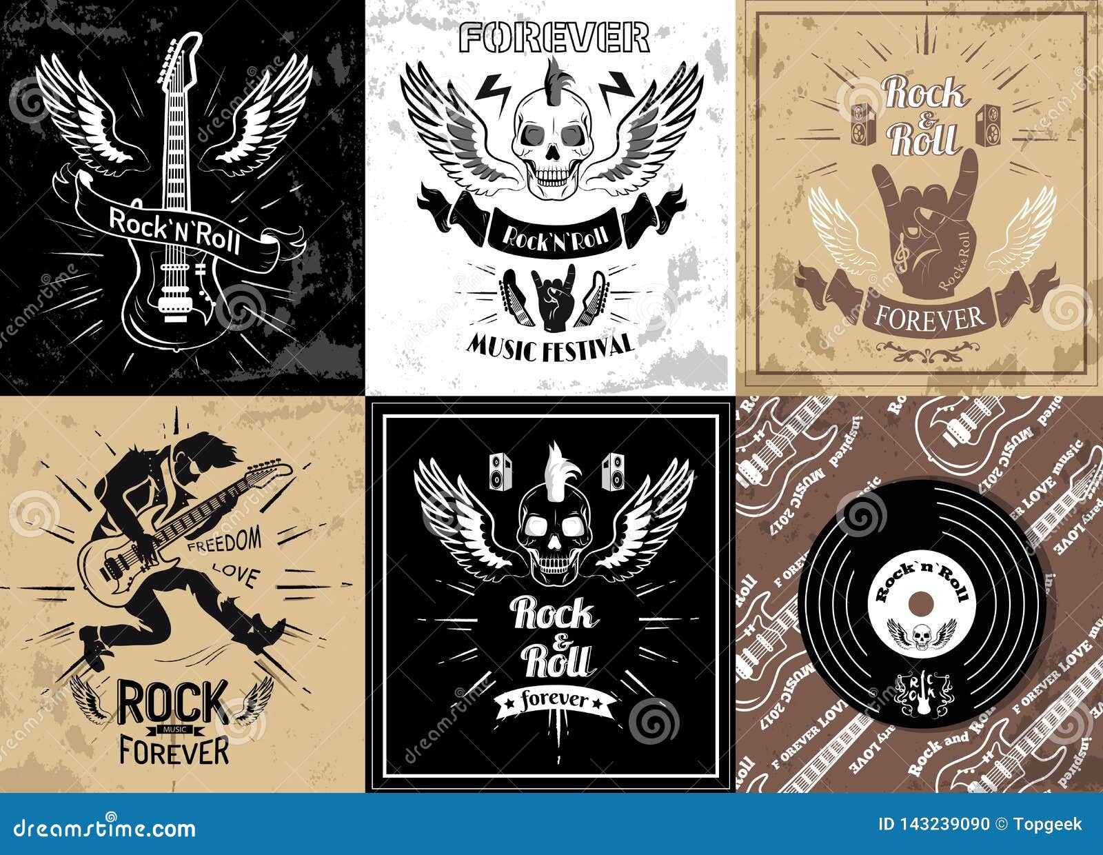 Rock and Roll Forever Logotype Sketches Set Vector Stock Vector ... Rock and Roll Forever Logotype Sketches Set Vector Stock Vector ...