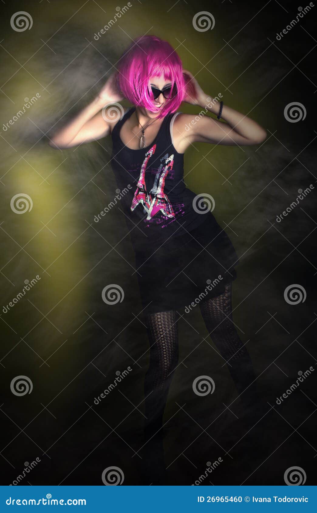Rock and Roll Girl Dancing in the Night Club Stock Photo - Image of ...