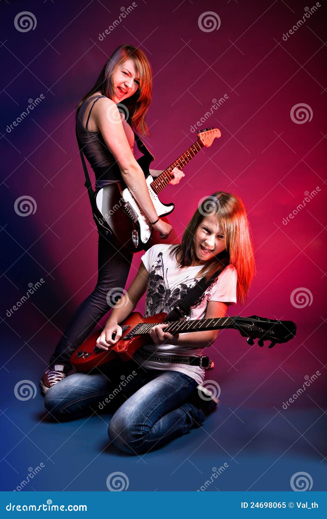 Rock and Roll girls stock image. Image of guitar, sing - 24698065