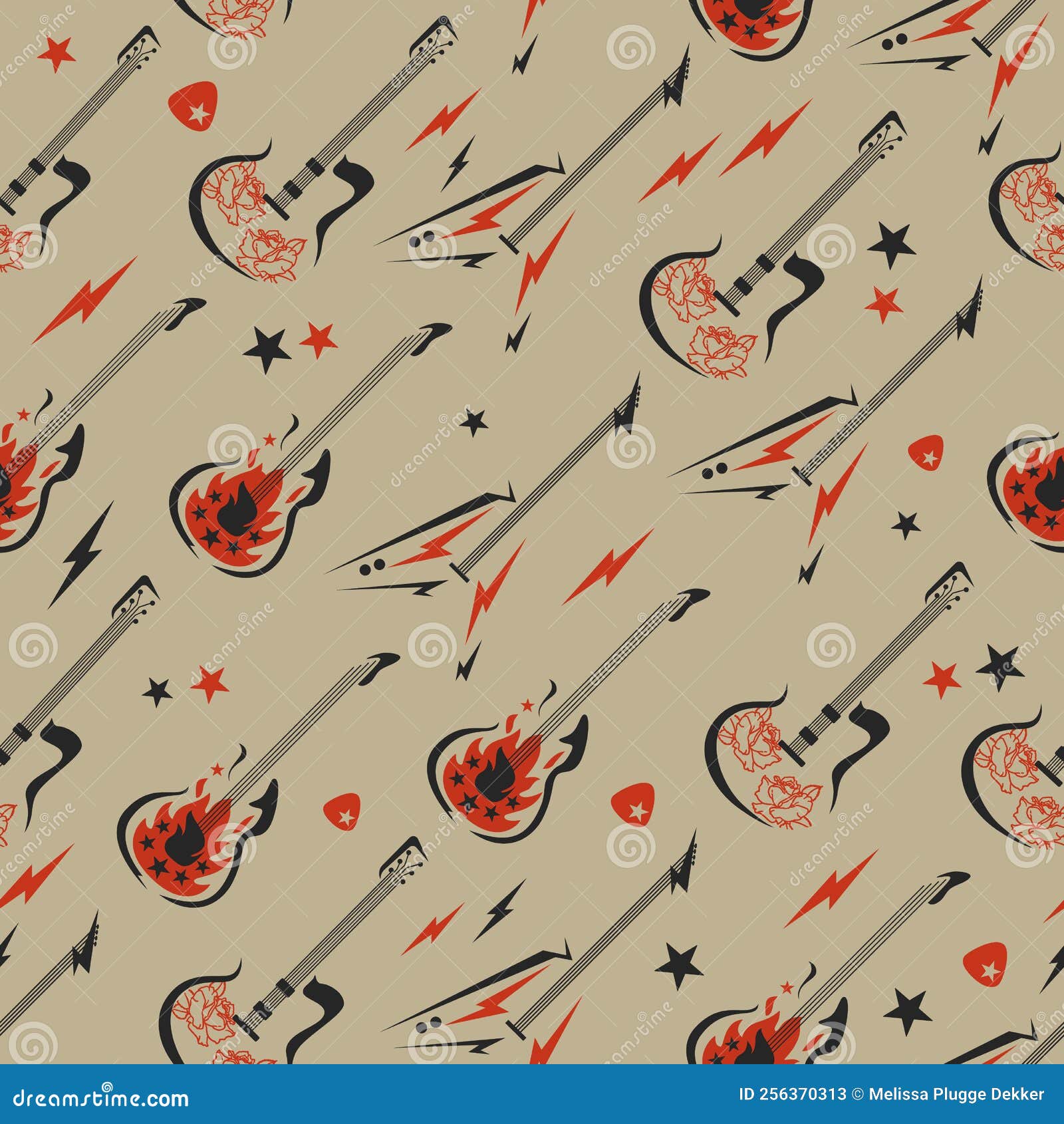 Rock and Roll Guitars Diagonal Seamless Vector Pattern Stock Vector ...