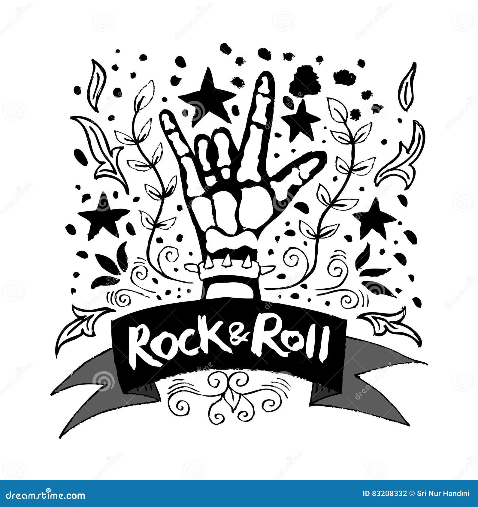 Rock and Roll hand sign stock vector. Illustration of emblem - 83208332